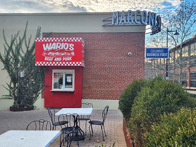 That bold red exterior isn't just eye-catching, it's a beacon calling sandwich lovers to their happy place in Columbus.