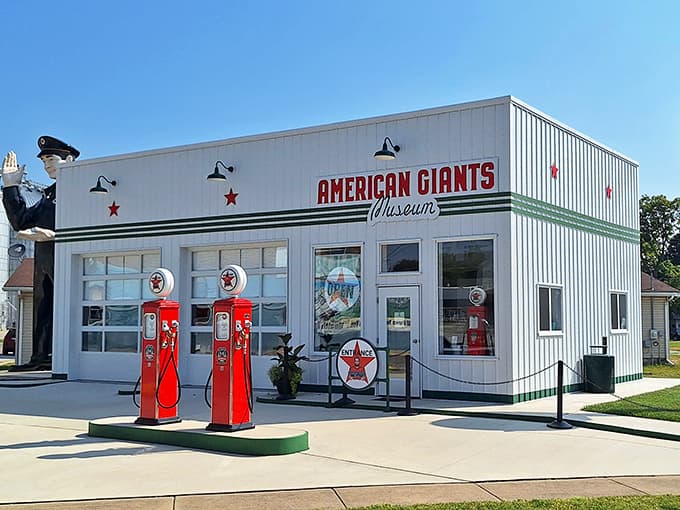 That vintage Texaco station facade isn't selling gas anymore, but it's housing something far more interesting than motor oil and road maps.