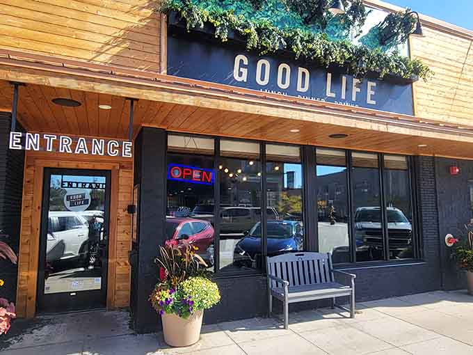 The welcoming storefront of The Good Life Cafe beckons like an old friend, promising good times and even better food inside.