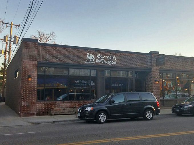 The brick exterior of George and the Dragon beckons like a British pub teleported to Minneapolis, minus the red phone booth.