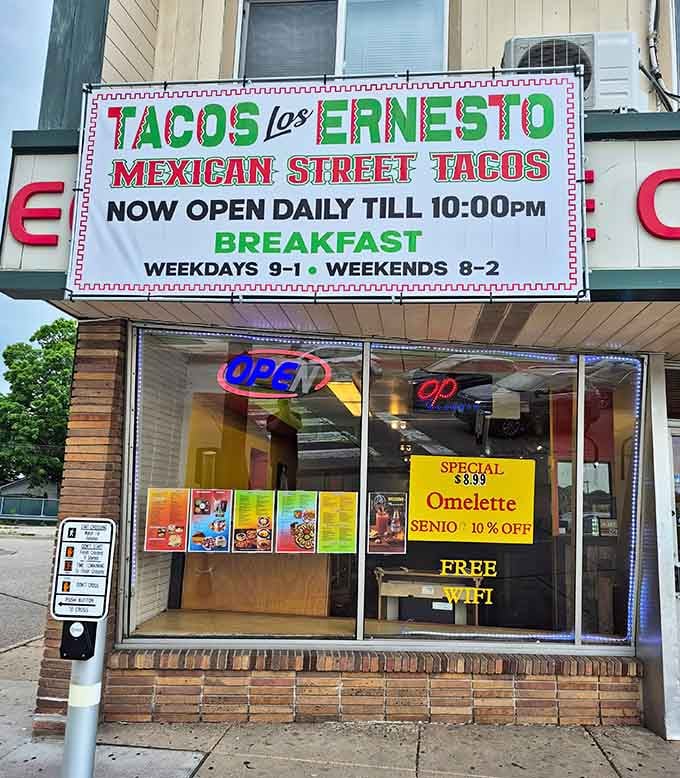 That colorful sign isn't just decoration&mdash;it's a promise of the deliciousness waiting inside this Crystal treasure.