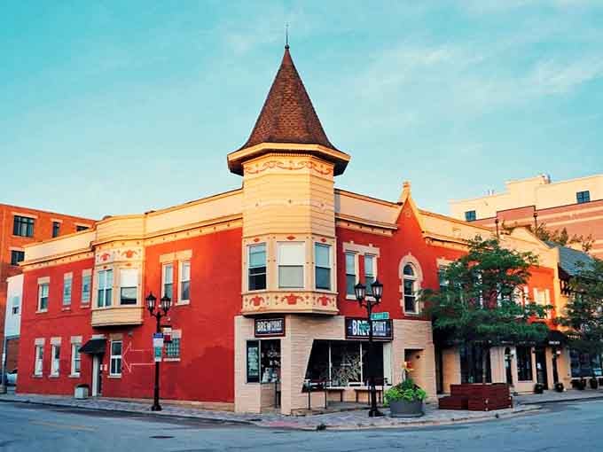That corner turret isn't just architectural eye candy, it's your beacon to pastry paradise in downtown Elmhurst.