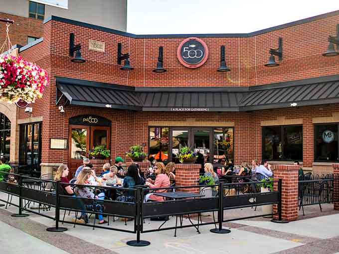 The brick exterior and welcoming patio make Pub 500 look like the friend's house where everyone wants to hang out.