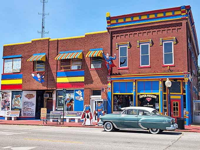 The Super Museum's exterior looks like Superman himself designed it after a particularly enthusiastic day, with enough primary colors to make a rainbow jealous and a flying Man of Steel that'll make you do a double-take.