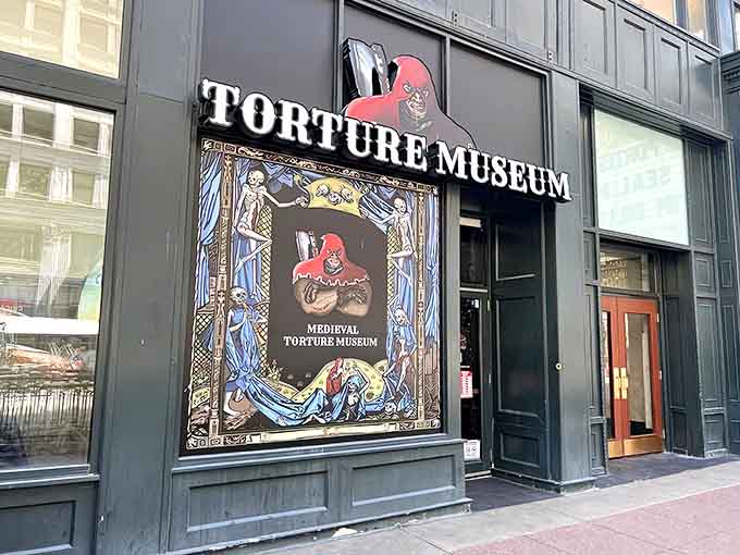 The unassuming storefront hides one of Chicago's most unsettling attractions, where medieval nightmares await just beyond that innocent-looking door.