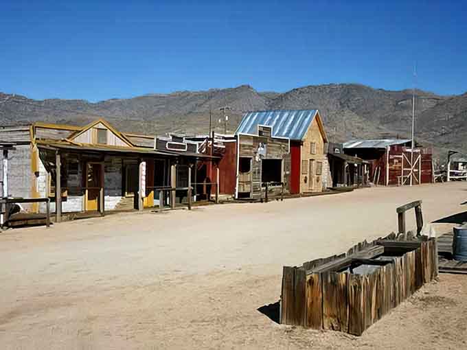 The main street of Chloride stretches out like a Western movie set that forgot to stop being real after filming wrapped.