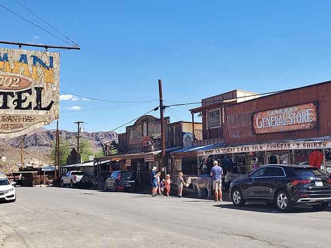 Main Street Oatman looks like a Western movie set came to life, complete with wooden storefronts and mountains that belong on a postcard.
