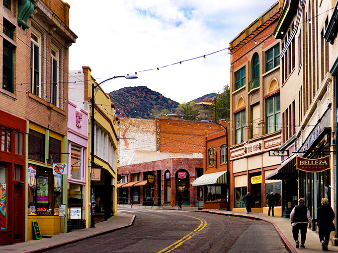 Bisbee's colorful Main Street winds through the canyon, offering a glimpse into Arizona's most charming mining town turned arts haven.