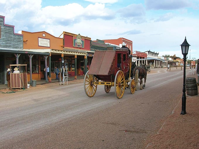 Allen Street stretches before you like a portal to 1881, complete with wooden boardwalks and historic facades that whisper tales of the Wild West.