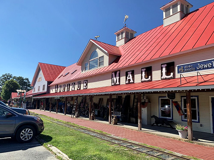 The iconic red-roofed treasure trove beckons collectors and the curious alike with its weathered charm and promise of discoveries within.