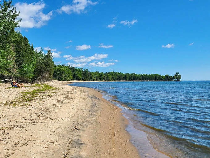 Welcome to paradise! J.W. Wells State Park's pristine shoreline stretches for nearly two miles along Green Bay's crystal-clear waters.