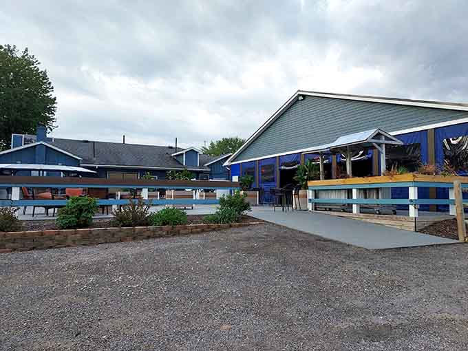 The blue-trimmed exterior welcomes you like an old friend, promising good times and even better food ahead.