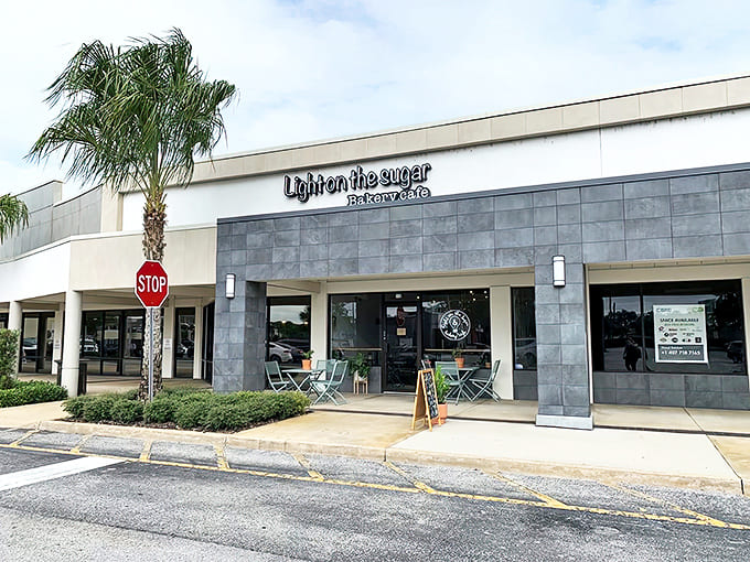 The unassuming storefront of Light On The Sugar Bakery Caf&eacute; hides a world of extraordinary desserts behind its modest exterior.