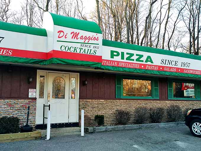 The iconic red, white, and green awning of DiMaggio's has been welcoming hungry visitors since 1957, a beacon of Italian-American comfort food in Coloma.