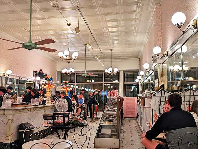 The dining area invites you to slow down and savor &ndash; not just the ice cream, but the increasingly rare experience of undistracted togetherness.