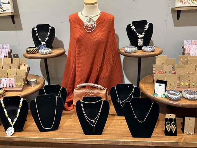 Handcrafted jewelry displayed like tiny works of art, each piece offering uniqueness that mass production simply cannot replicate.