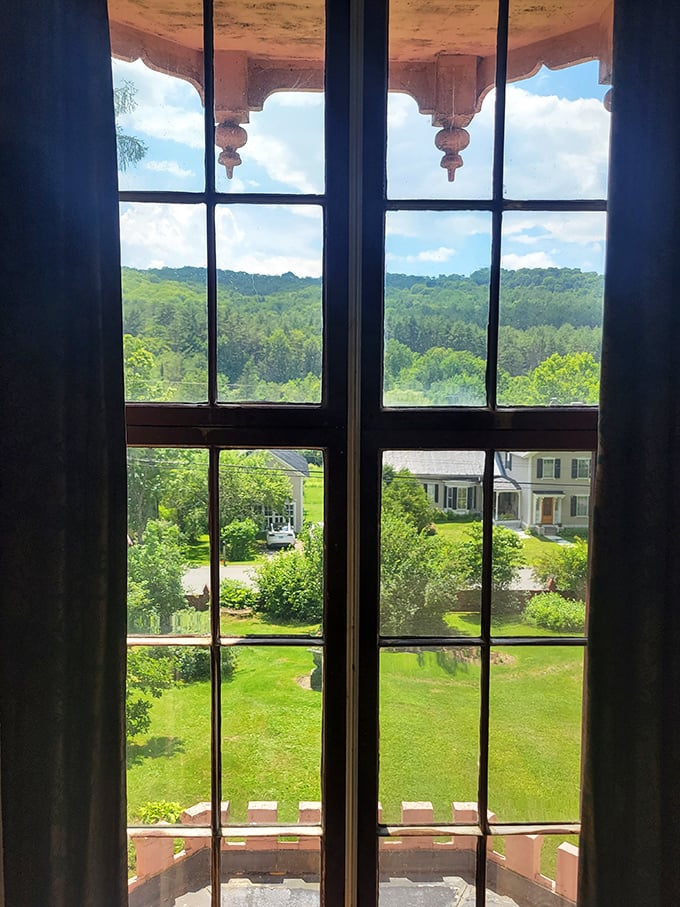 Light streams through multi-paned windows, creating the same patterns that inspired Morrill's thoughts on education and architecture.