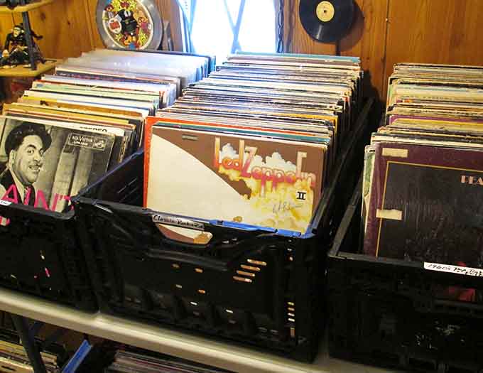 Flipping through these vinyl records is like taking a musical time machine, complete with album art that's actually art.