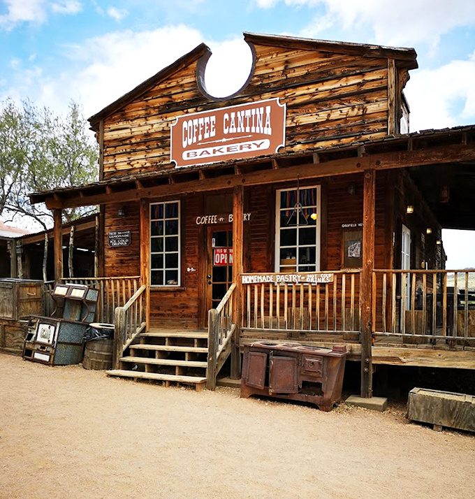 The Coffee Cantina beckons with promises of caffeine and homemade treats &ndash; desert adventuring requires proper fuel!