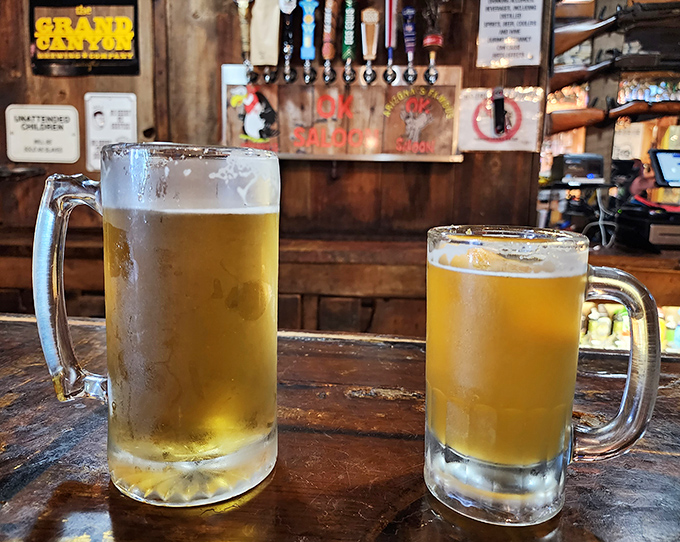 Cold beer in frosty mugs &ndash; the perfect companion to hearty road food after a long day of Route 66 adventures.