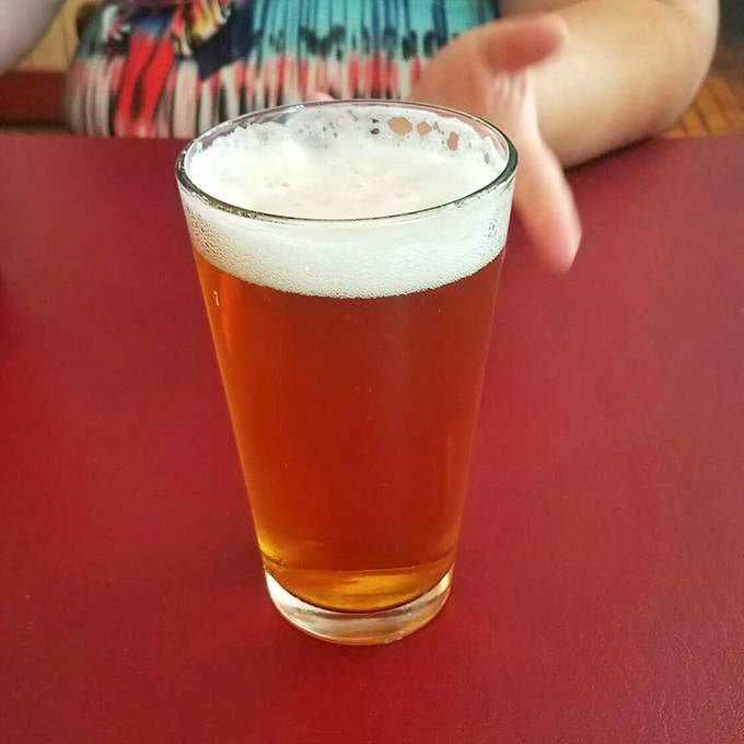 A perfectly poured amber brew awaits its destiny. Nothing complements Italian comfort food like a cold one in a proper glass.