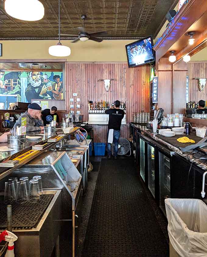 The bar area showcases an impressive tap selection, ready to pair perfectly with whatever deliciousness you're about to devour.
