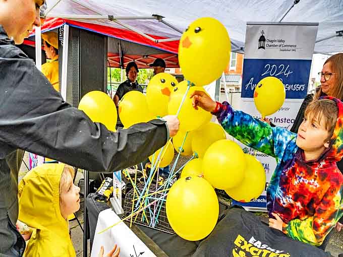 Rubber Ducky Race: Yellow duck balloons signal festival fun, where small-town traditions create the childhood memories that big cities just can't manufacture.