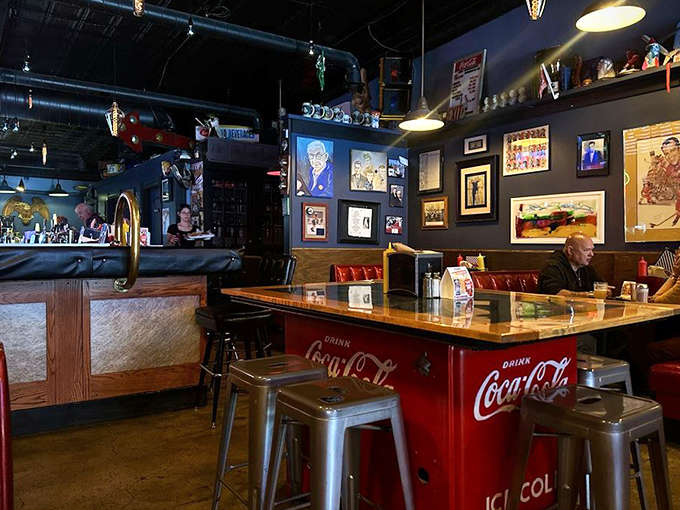 This repurposed Coca-Cola cooler table base adds authentic vintage charm &ndash; just like grandma's kitchen, if grandma had awesome arcade games.
