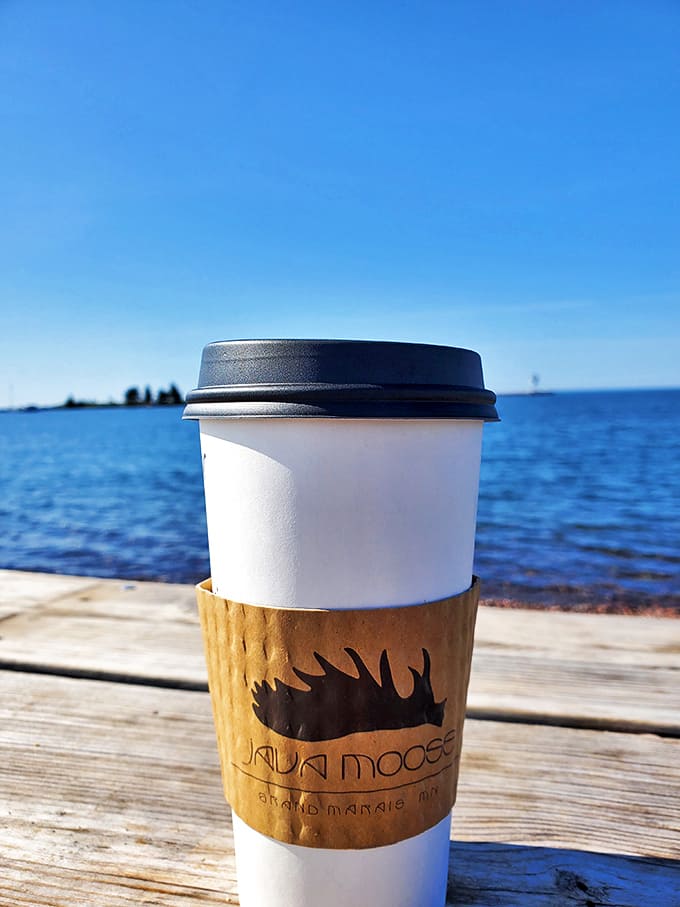 Taking Java Moose to go &ndash; their coffee tastes even better when enjoyed with Lake Superior's endless blue horizon as your backdrop.