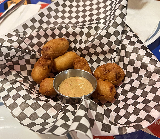 Bite-sized comfort food that combines nostalgia with quality &ndash; these aren't your average carnival corn dogs, they're elevated roadside classics.