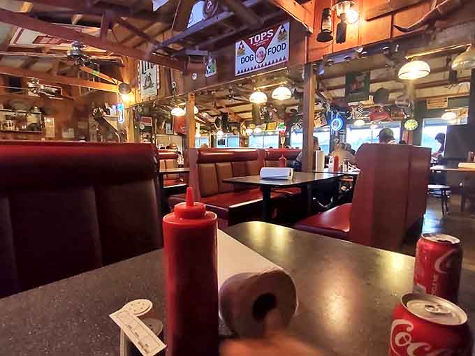 Another angle reveals even more treasures hanging from the ceiling, because apparently one person's clutter is another person's charm offensive.