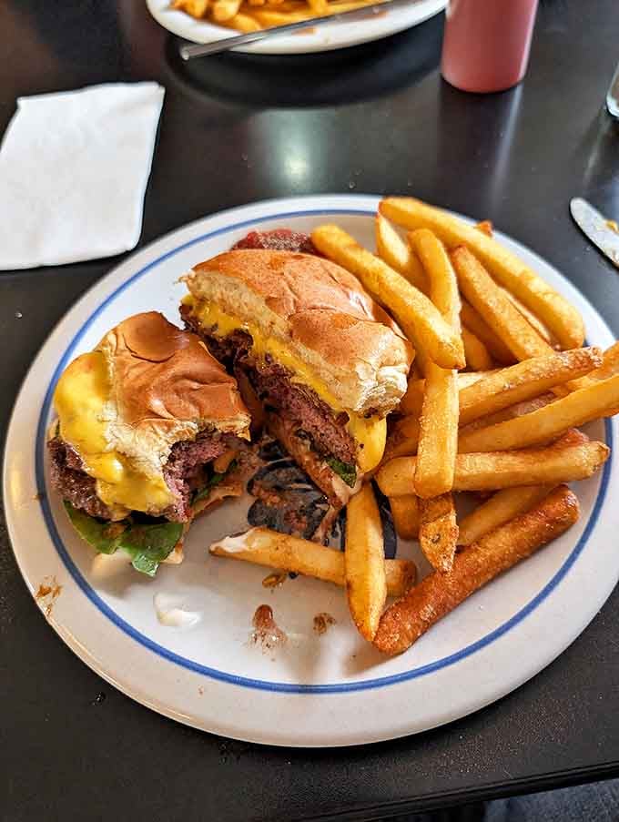This burger is so loaded it requires structural engineering skills to eat, but that's a challenge most people are willing to accept.