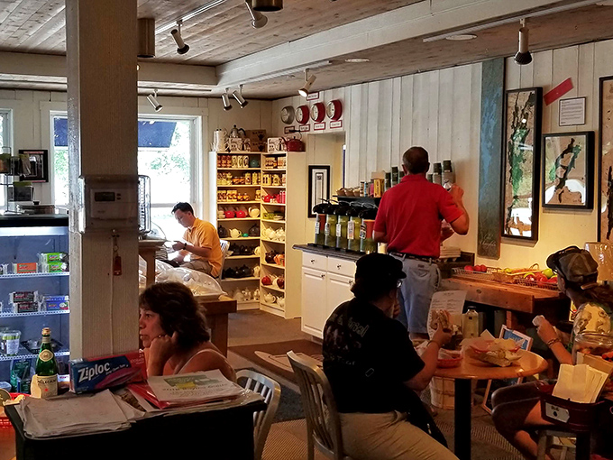 The bustling interior shows Hero's Welcome isn't just a store &ndash; it's a community gathering place where locals and visitors mingle.