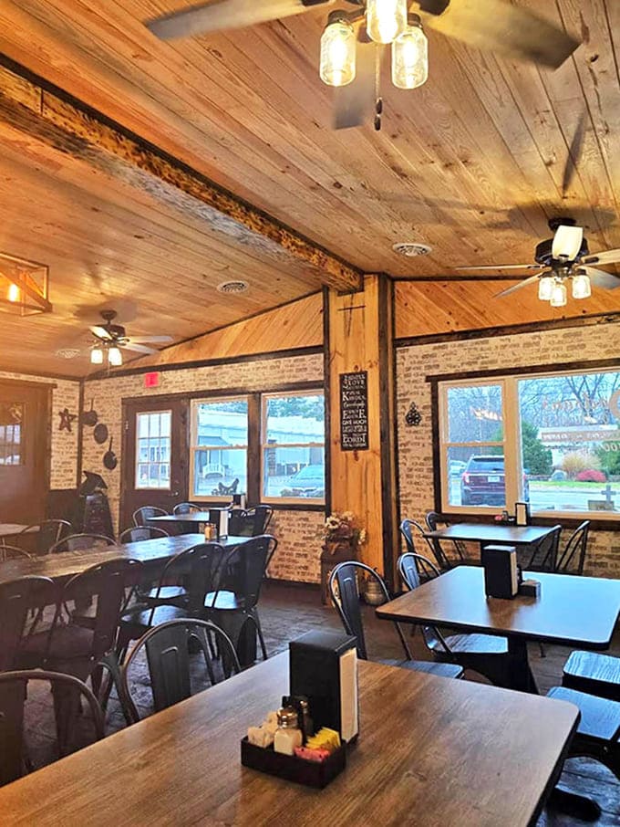 Simple, comfortable, and focused on what matters &ndash; the food. These tables have witnessed countless food epiphanies and happy food comas!