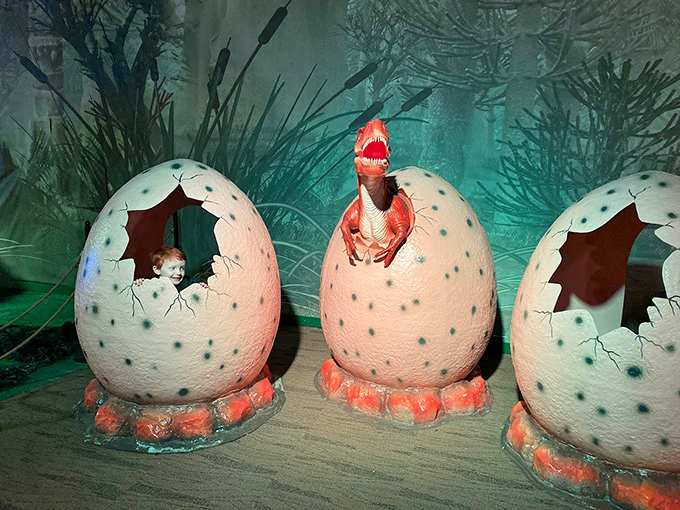 "Honey, I think our eggs are hatching!" The dinosaur egg display where kids' imaginations crack wide open with wonder.
