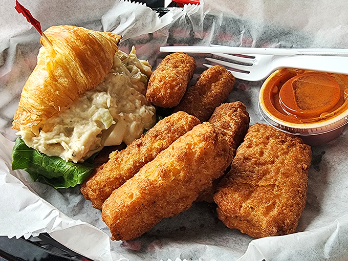 Chicken salad meets flaky croissant in a match made in diner heaven &ndash; simple perfection that doesn't need to show off.