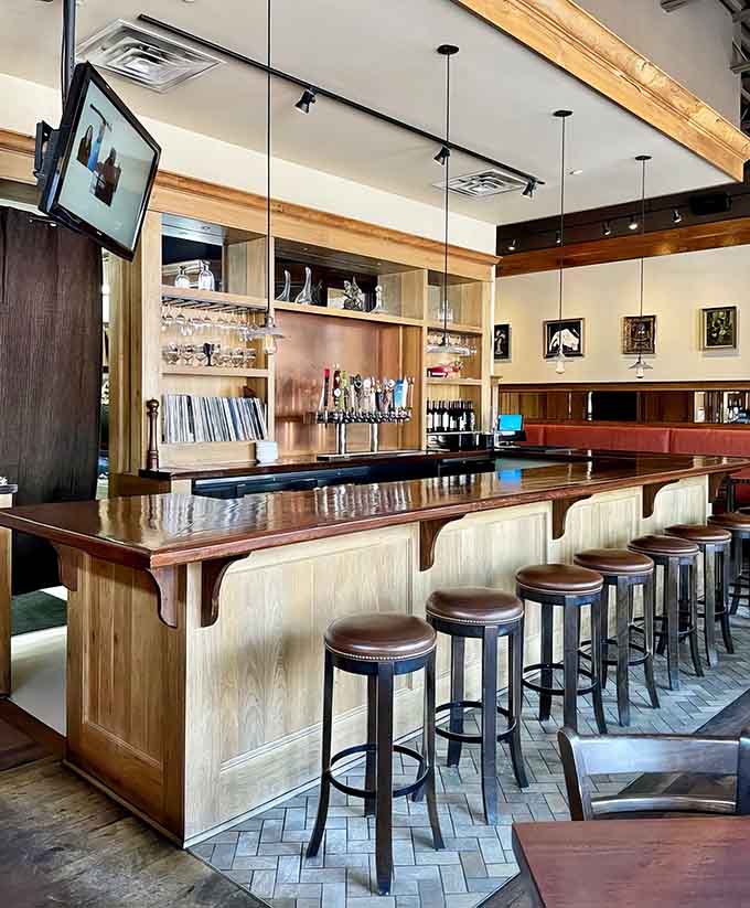 That bar area looks like the kind of place where good conversations happen and cold drinks flow freely all evening long.