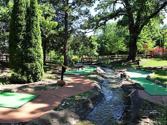 The outdoor mini-golf course winds through landscaped grounds, offering friendly competition and the occasional hole-in-one celebration.
