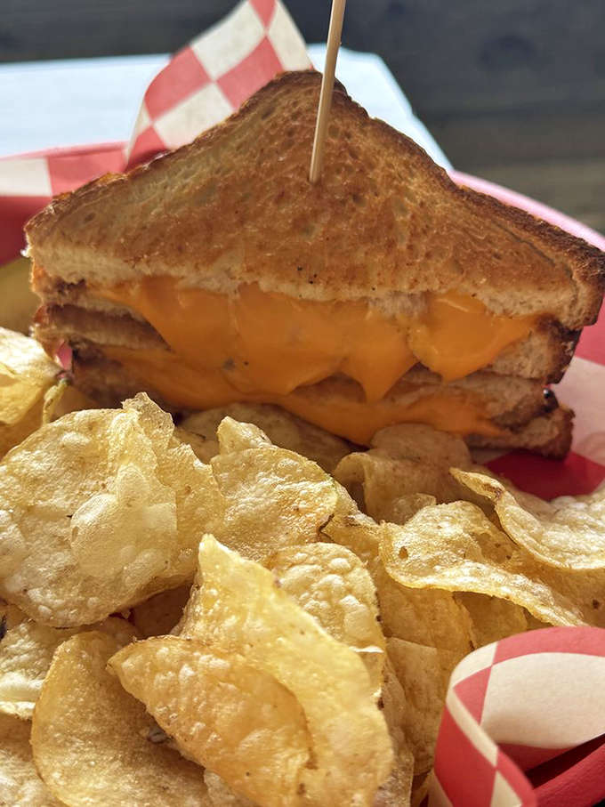 Comfort food perfection &ndash; this grilled cheese sandwich pulls apart with that Instagram-worthy cheese stretch that dreams are made of.