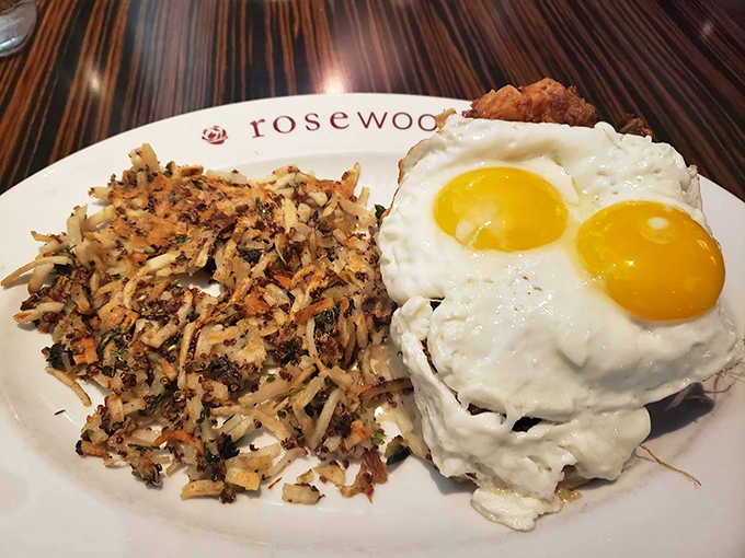 Breakfast hash that makes waking up worthwhile &ndash; crispy, savory, and crowned with eggs that define morning perfection.