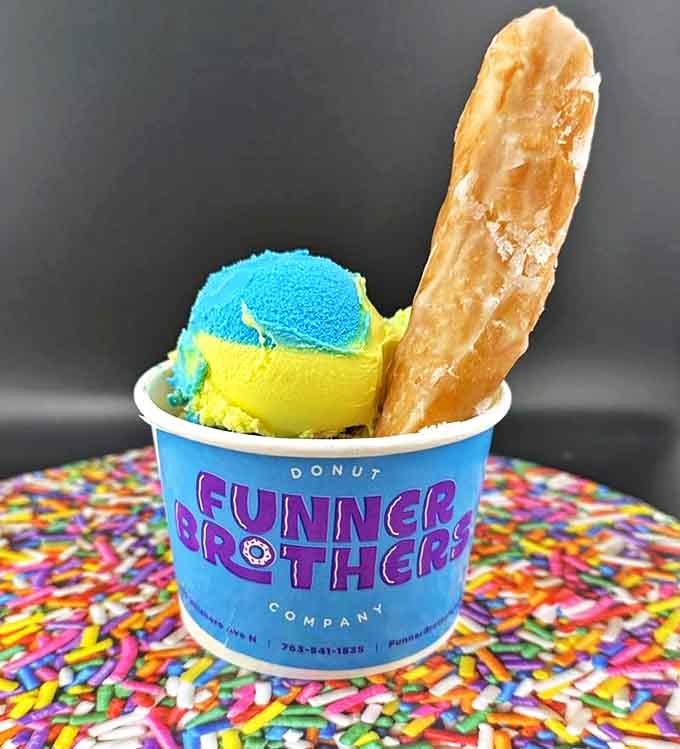 Ice Cream and Donut: The ultimate temperature tango &ndash; warm, crispy donut meets cool, creamy ice cream in a cup of pure genius.