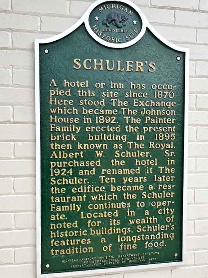History you can read while waiting for history you can eat, this plaque tells the story of Schuler's remarkable journey.