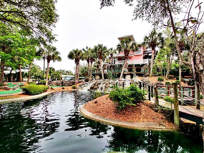 Island Falls Adventure Golf brings the fun with its tropical landscaping and water features, turning mini golf into an actual adventure rather than a chore.