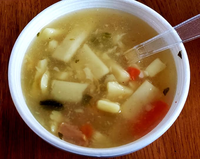 Homemade chicken noodle soup warms you from the inside out, proving Jake's does comfort food as well as they do bagels.