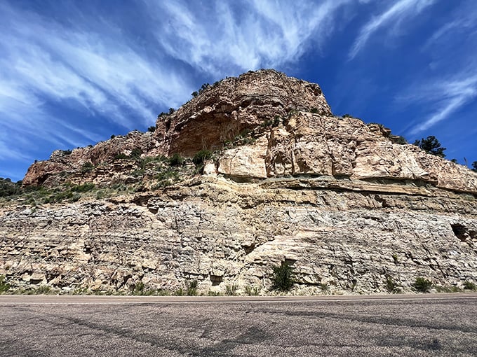 Geological time machine: Layered rock formations tell Earth's ancient story, with each stratum representing thousands of years of planetary history.