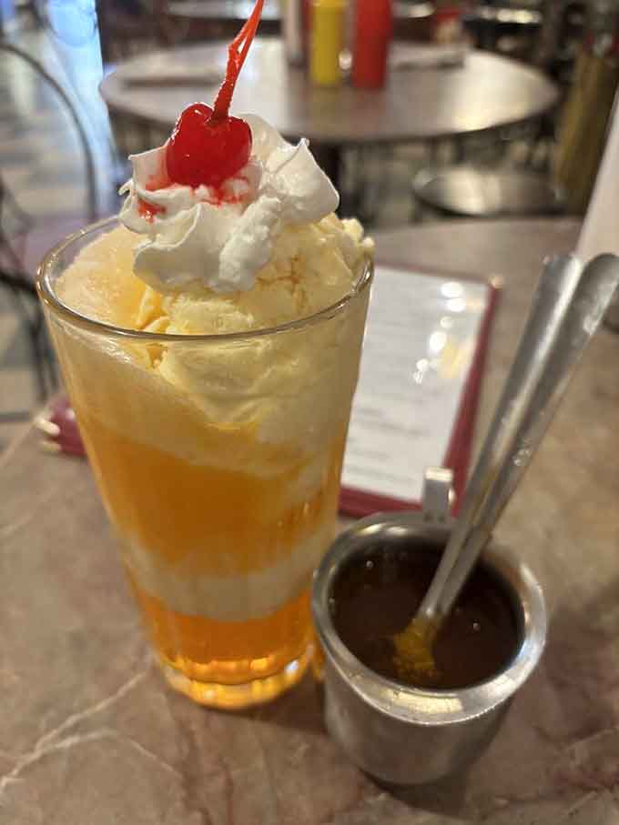 A classic float demonstrates the simple genius of ice cream meeting soda in a glass of pure nostalgia.
