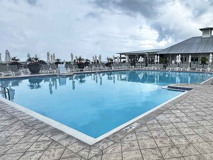 Poolside perfection: Crystal waters invite while palm trees stand sentinel, creating that "I've finally arrived" vacation moment.