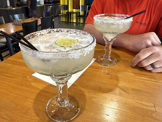 Margaritas that mean business – salt-rimmed, perfectly balanced, and large enough to make you consider calling an Uber before you've even ordered food.