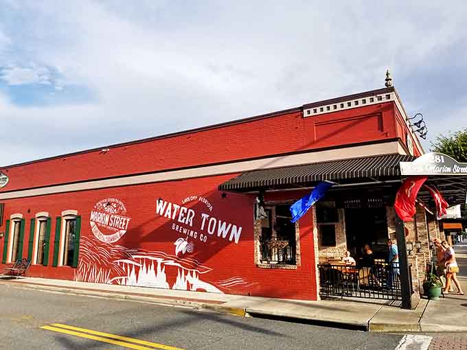 Water Town Brewing's vibrant red brick exterior signals the perfect marriage of historic architecture and contemporary craft beer culture.