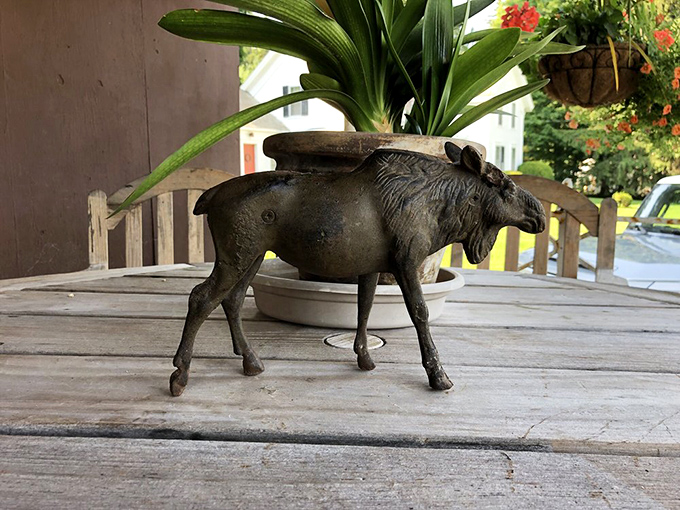 This little moose figurine stands guard over the shop's treasures. In Vermont, even the decorations celebrate the local wildlife.